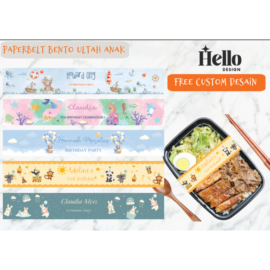 Jual (FREE CUSTOM) Paperbelt Ulang Tahun - Label Box Bento Nasi Kotak ...