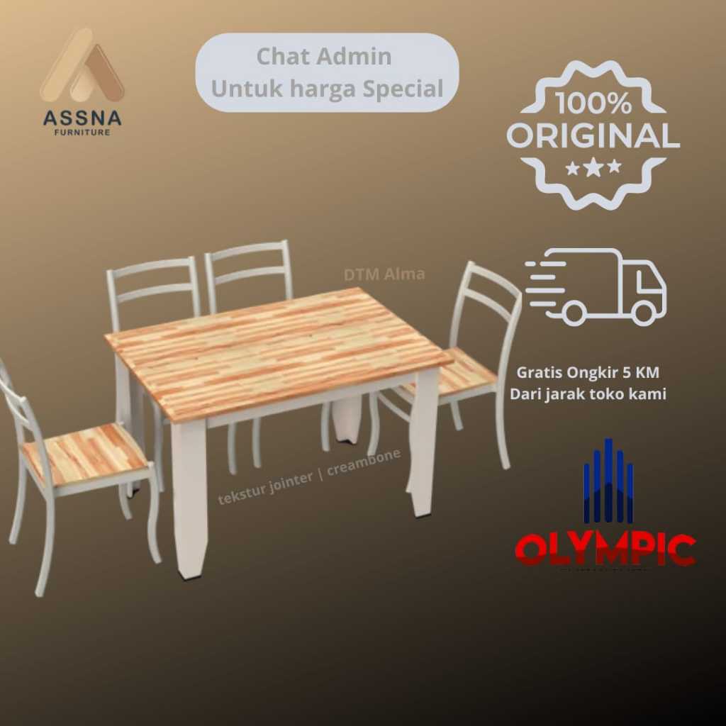 Jual Meja Makan Dining Dinner Table 1 Set 1 Meja 4 Kursi Olympic DTM ...
