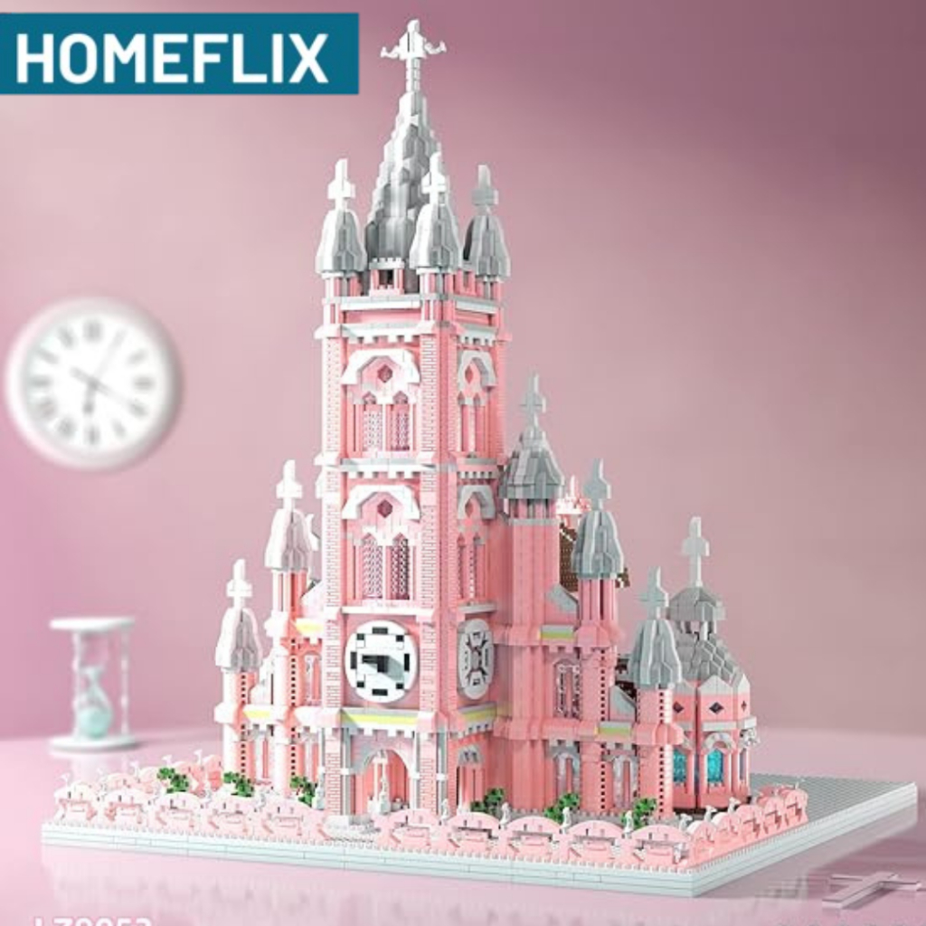Jual Nano Block Sacred Heart Church 3D Model Gereja Pink Mainan Balok ...