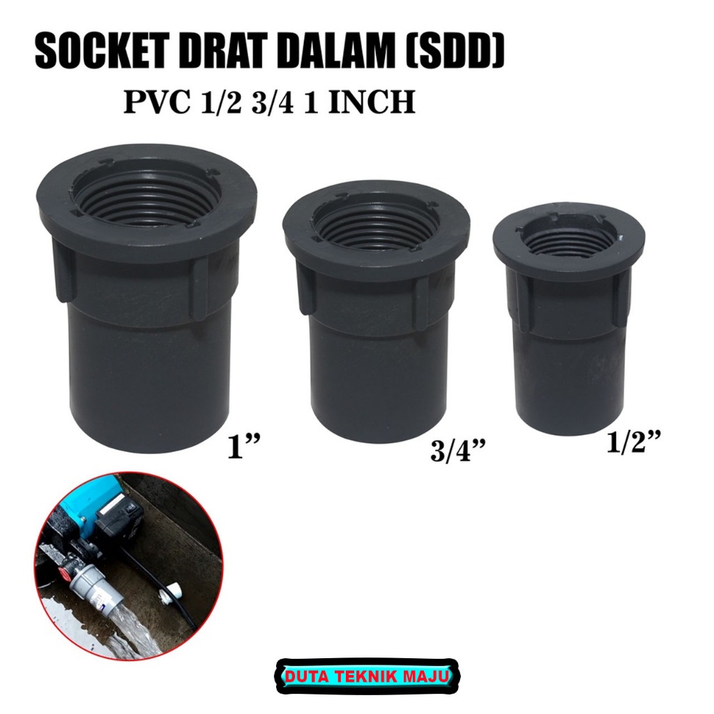 Jual Fitting Sok Drat Dalam SDD PVC 1/2 inch 3/4 Inch 1 Inch Sambungan ...