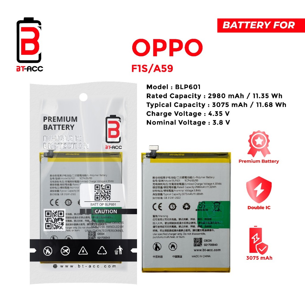 Jual BT ACC Battery Baterai Batre For Oppo F1S / A59 / BLP601 - BLP-601 Original | Shopee Indonesia