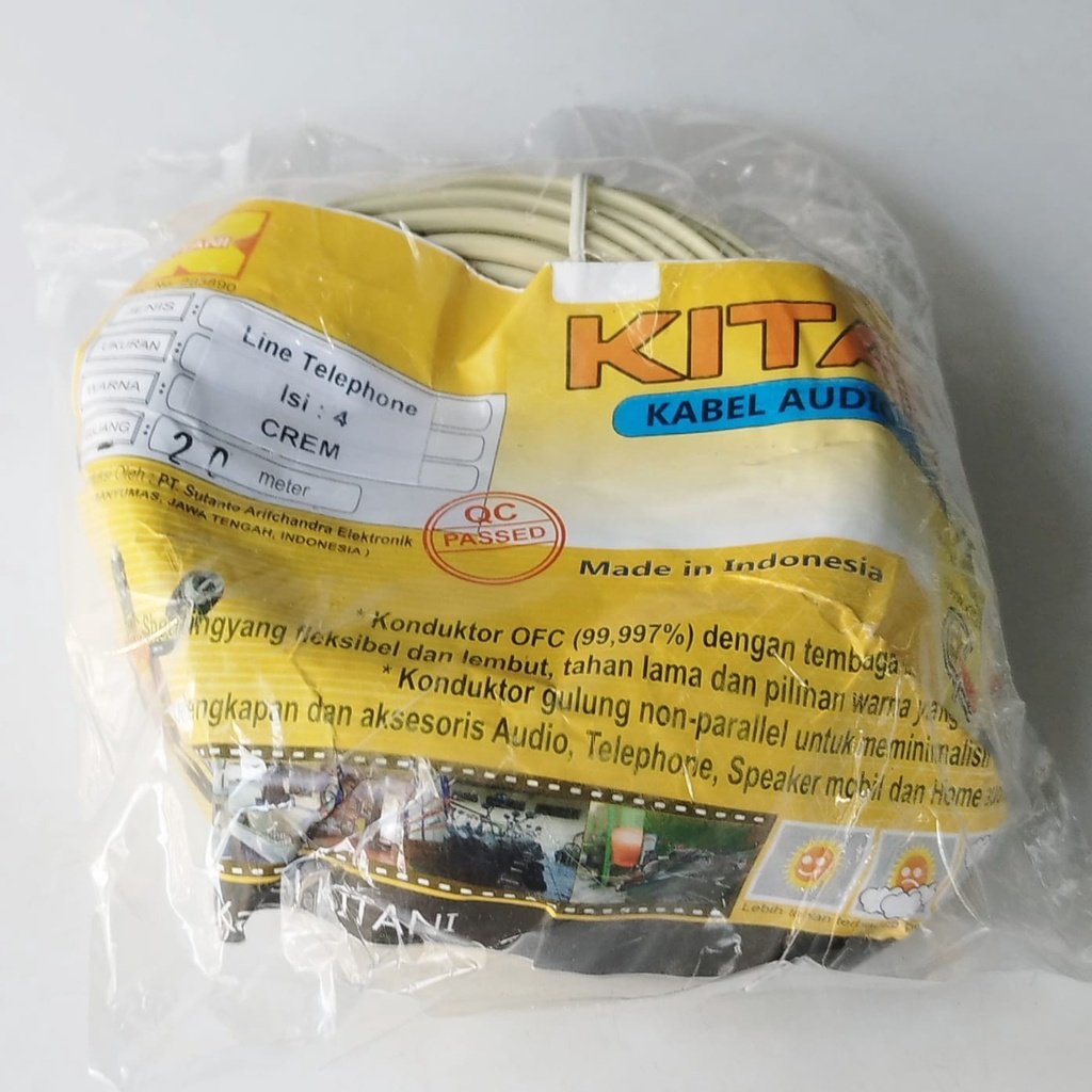 Jual Kabel Line Telepon RJ11 isi 4 20m merk KITANI | Shopee Indonesia