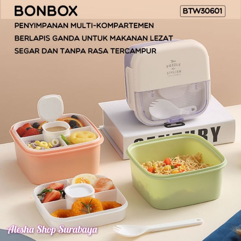 Jual BONBOX BTW30601 Kotak Bekal / Lunch Box Makan Siang /Bento Set / Free Sendok Tempat Makan ...