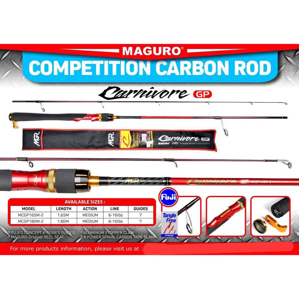 Jual Rod SPINNING MAGURO COMPETITION CARBON CARNIVORE GP | Shopee Indonesia