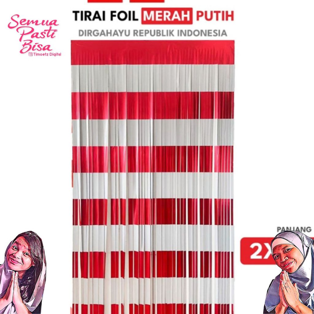 Jual Tirai Rumbai Merah Putih Foil Dekorasi DIRGAHAYU HUT RI / Tirai ...