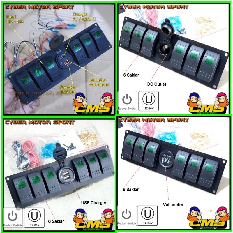 Jual saklar Panel dashboard add on . soket usb lighter saklar volt ...