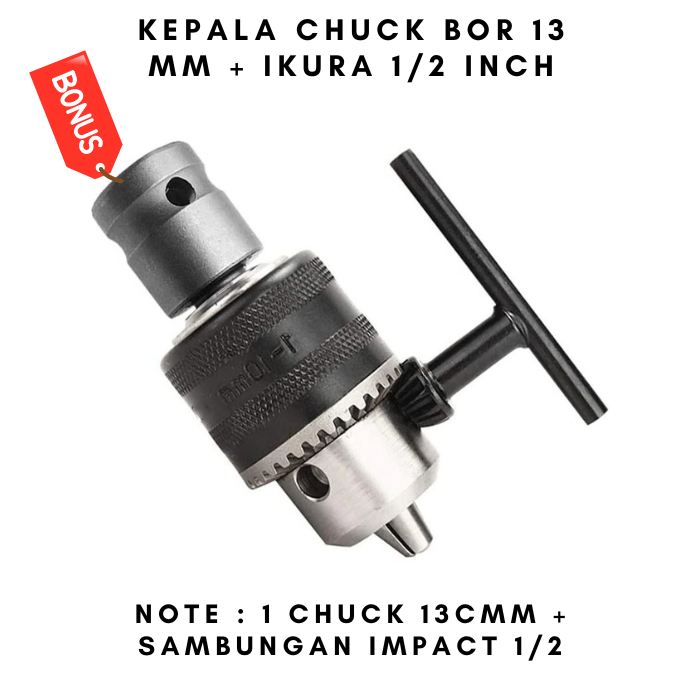 Jual Kepala Mesin Bor 13mm x 1/2" Drat Key Set Drill Chuck Set ...