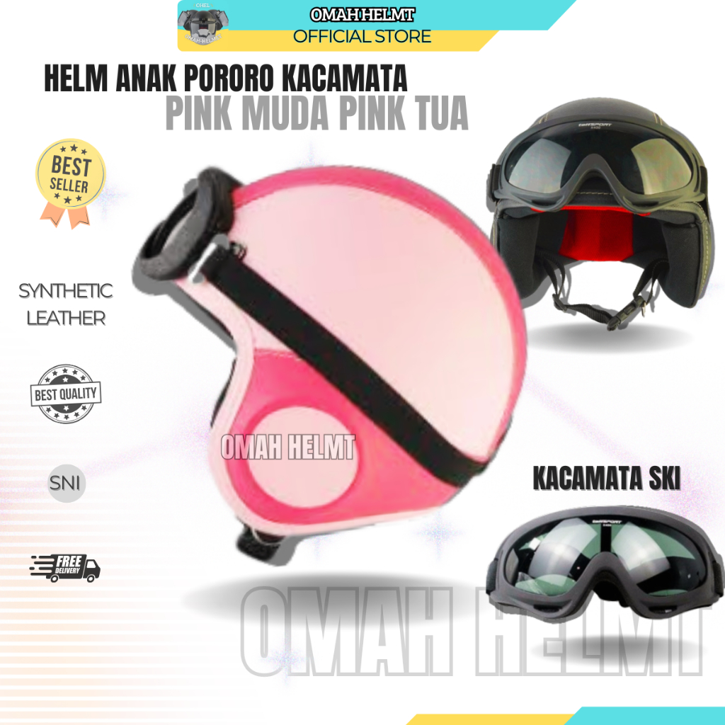 Jual Helm Motor Anak Pororo Retro usia 2-6 Tahun Motif Polos kacamata ...