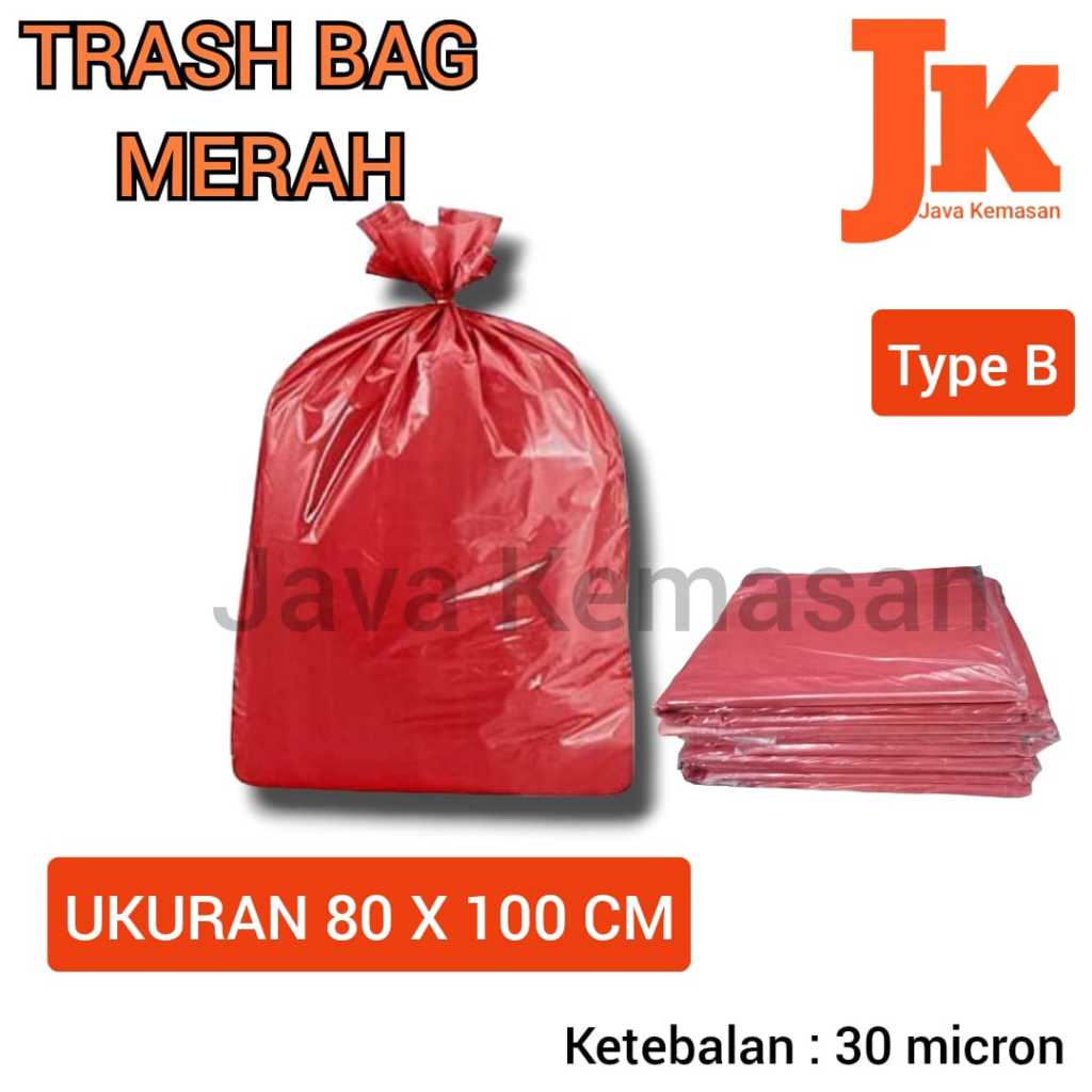 Jual PLASTIK SAMPAH MERAH B KANTONG KRESEK TRASH BAG SAMPAH WARNA MERAH ...