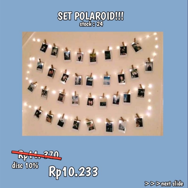 Jual PAKET SET POLAROID (JEPIT/TALI/LED/POLAROID) | Shopee Indonesia