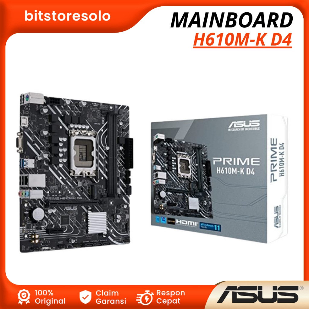 Jual Mainboard Asus PRIME H610M-K D4 (LGA1700 for Intel 12th Gen, H610, DDR4, USB3.2, SATA3 ...