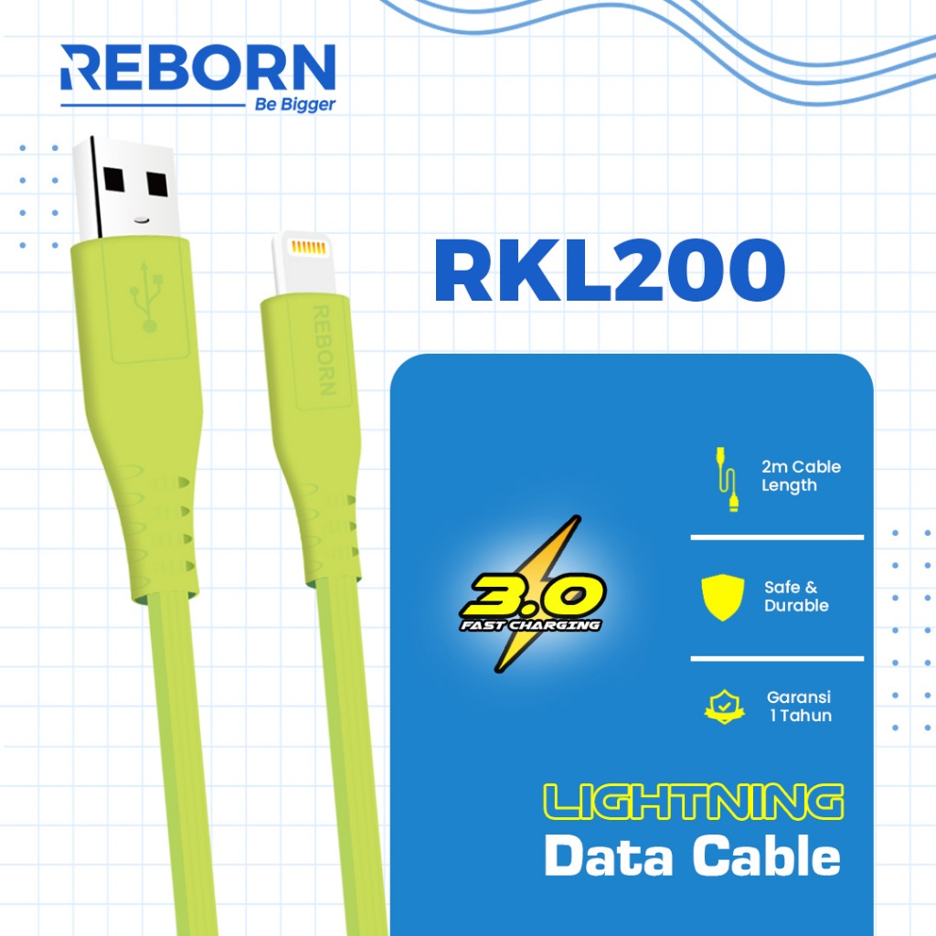 Jual Kabel Data Reborn RKL200 Panjang 2 Meter Support Quick Charge 3 ...