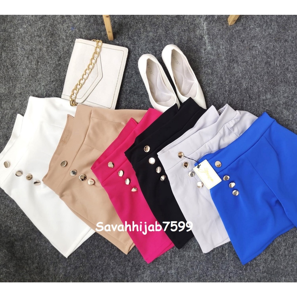 Jual PANTS SHORT BUTTON / CELANA KANCING EMAS / PANTS SHORT WANITA | Shopee Indonesia