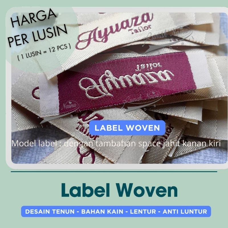 Jual labelbaju harga per lusin, labelwoven, COD labelbordir, label ...