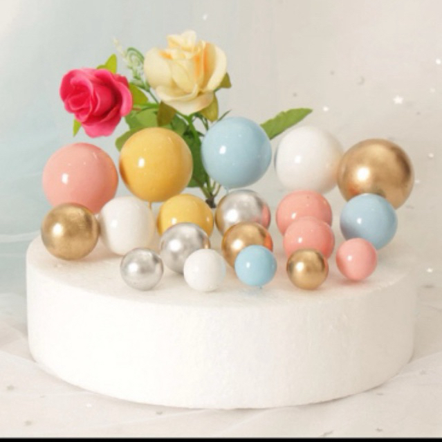 Jual [4Pcs] Hiasan Cake Topper Tusuk Kue BOLA POLOS kilat glossy Balon ...