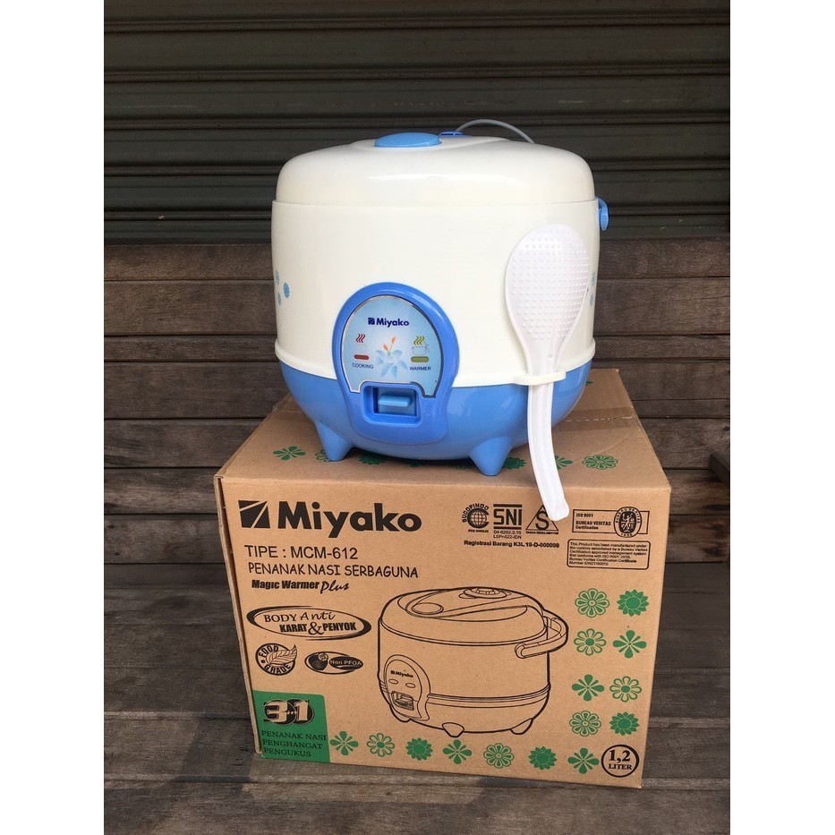 Jual Rice Cooker MIYAKO MCM-612 / Magic Com 3 in 1 Putih Biru 1.2 Liter ...
