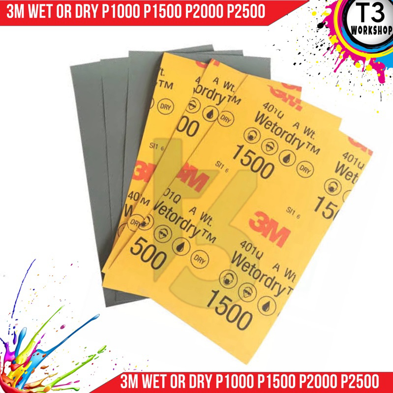 Jual amplas wet or dry 3M 50lembar P1000 P1500 P2000 P2500 | Shopee ...