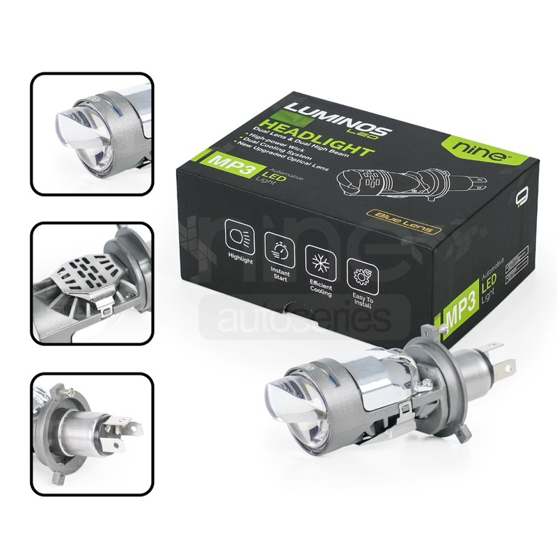 Jual NINE LED LAMPU UTAMA MOBIL ORIGINAL NINE LED MP3 SOCKET H4 MINI ...