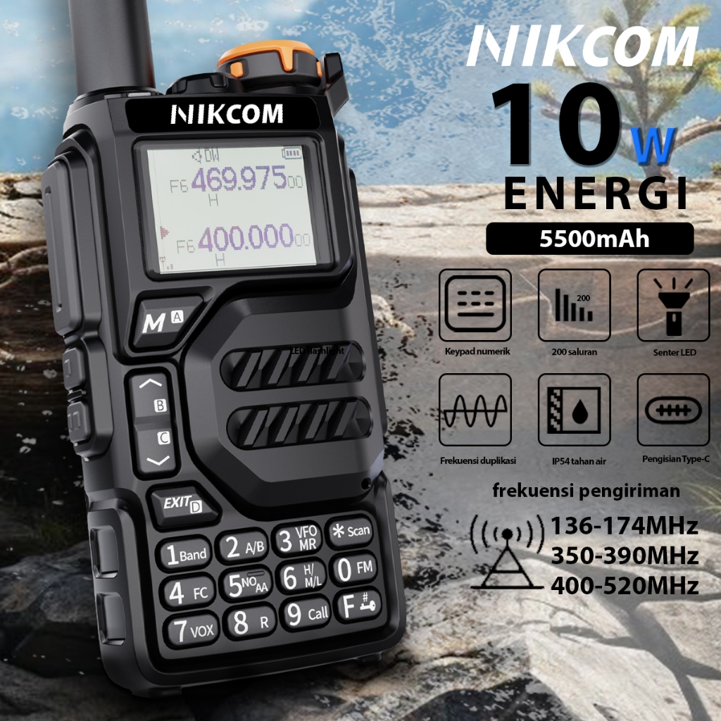 Jual HT NIKCOM X8 Mini Jarak Jauh 20KM Two Way Radio Type C Charger K-headset 10Watt Walkie ...