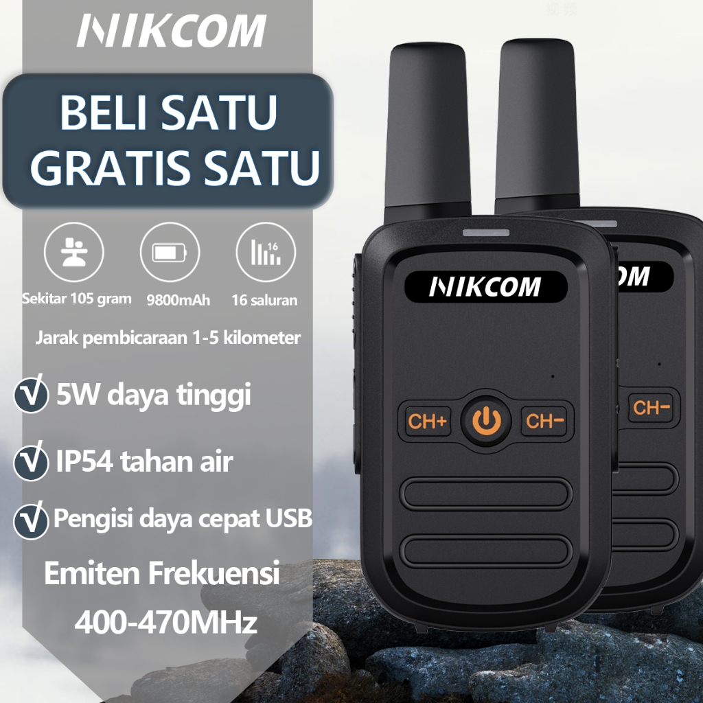 Jual NIKCOM C51 Two Way Radio HT Walkie Talkie Mini Jarak Jauh 5KM K-headset 5Watt 9800mAh Type ...