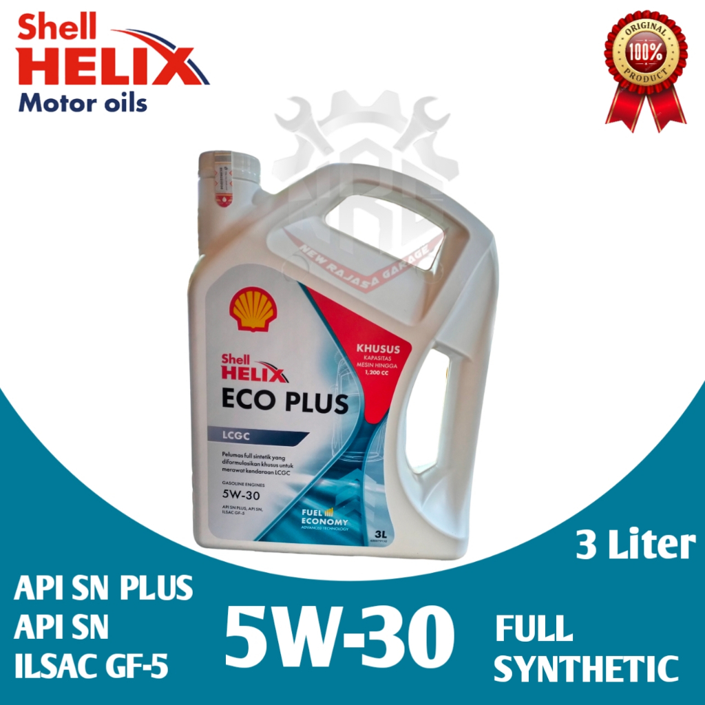 Jual SHELL HELIX ECO PLUS 5W-30 3L OLI MESIN MOBIL ORIGINAL LCGC Fully Synthetic Motor Oil API ...
