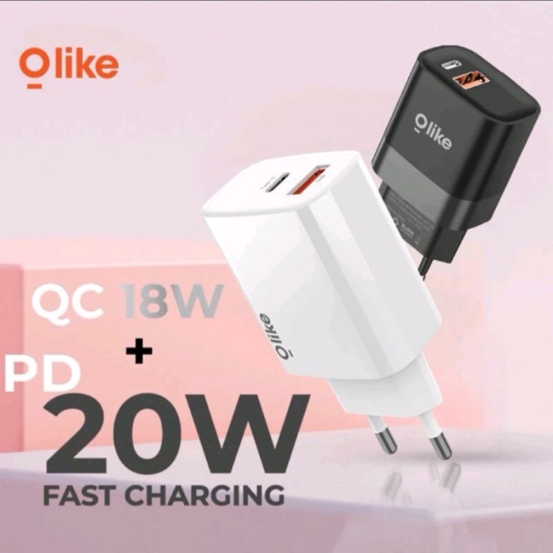 Jual Olike C400 Adapter Kepala Dual Port USB+C Quick 18W PD20W Fast ...