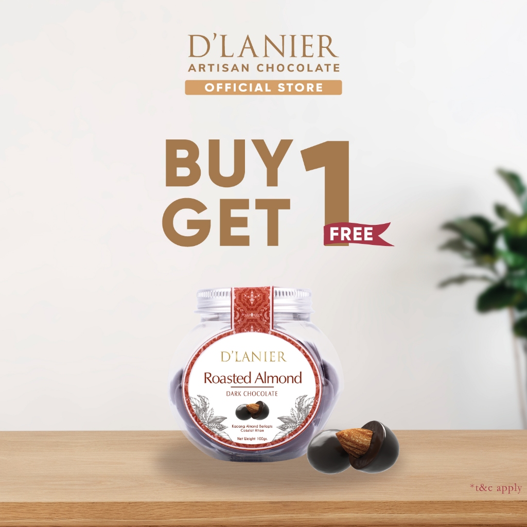 Jual [BUY 1 GET 1 Free] D'Lanier Roasted Almond with Dark Chocolate 58% ...