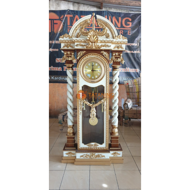 Jual LEMARI JAM ULIR KAYU JATI FINISHING MEWAH ALMARI JAM HIAS POJOK ...