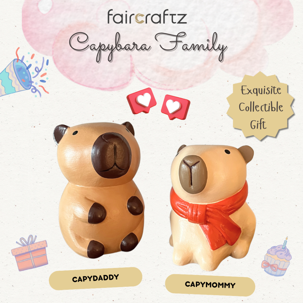 Jual Faircraftz Capybara Family Miniatur Figurin Patung Kayu Original ...