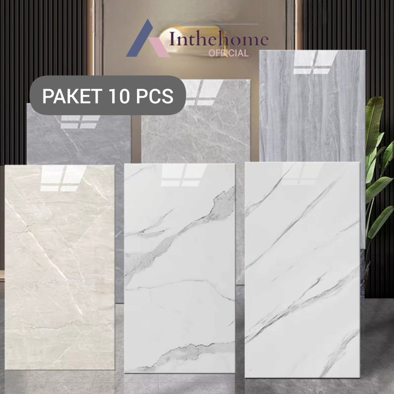 Jual PAKET 10 PCS Wallpaper dinding Vinyl Marble 30 x 60 cm 0,3cm ...