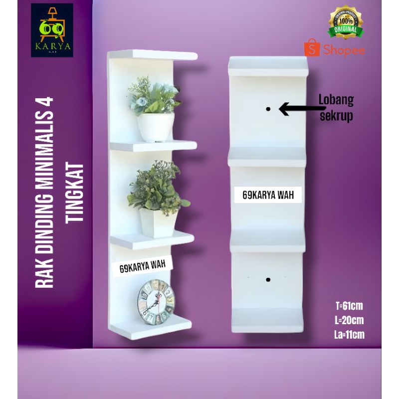 Jual RAK DINDING 4 SUSUN TINGKAT motif putih //RAK PRAKTIS || RAK ...