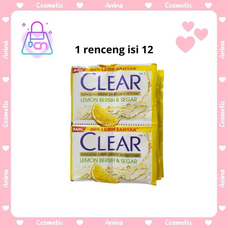 Jual Clear Shampoo Lemon Bersih dan Segar Sachet 1 Renceng [ isi 12 ...