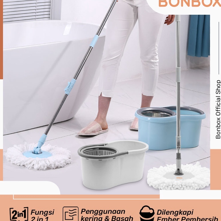 Jual Extra promo Bonbox Alat Pel Lantai Ember 2 in 1 Kain Fiber dengan ...