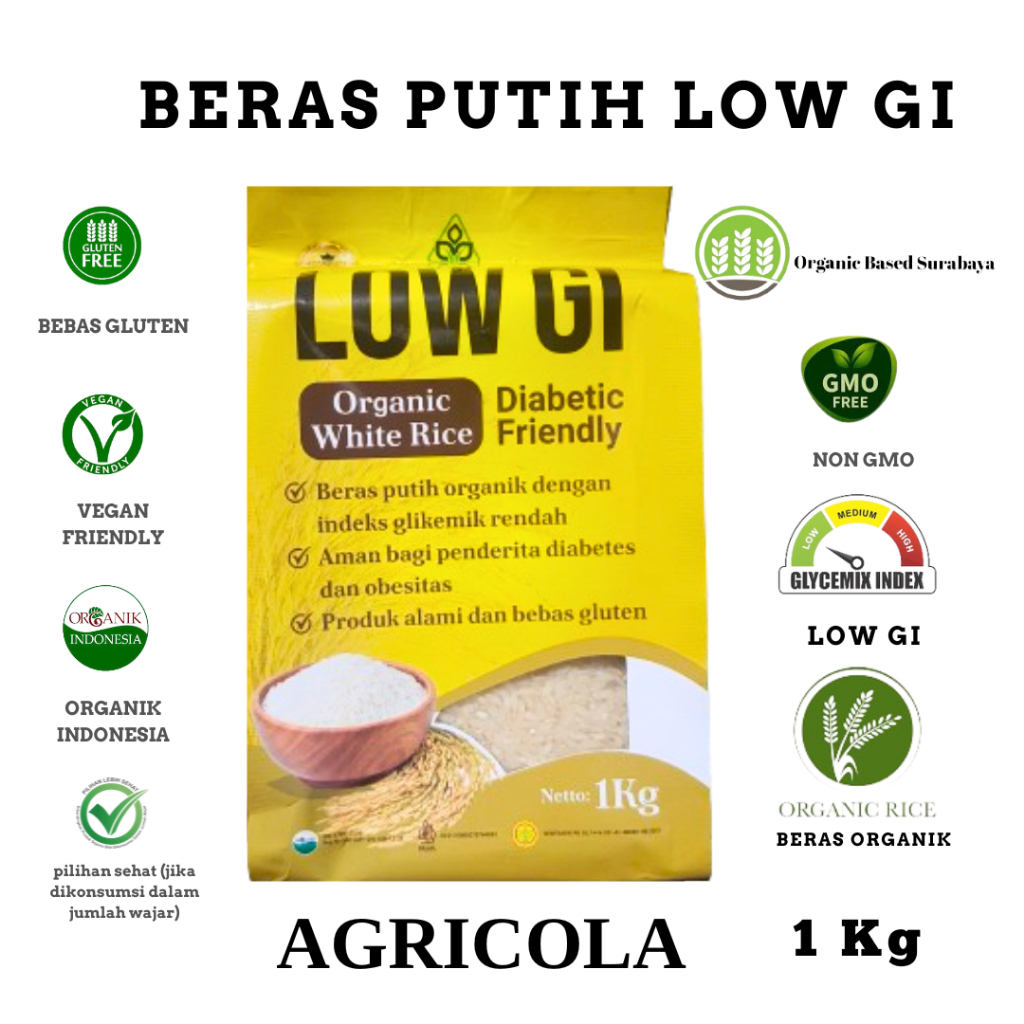 Jual AGRICOLA Beras Organik LOW GI Beras Diabetes Rendah Indeks ...