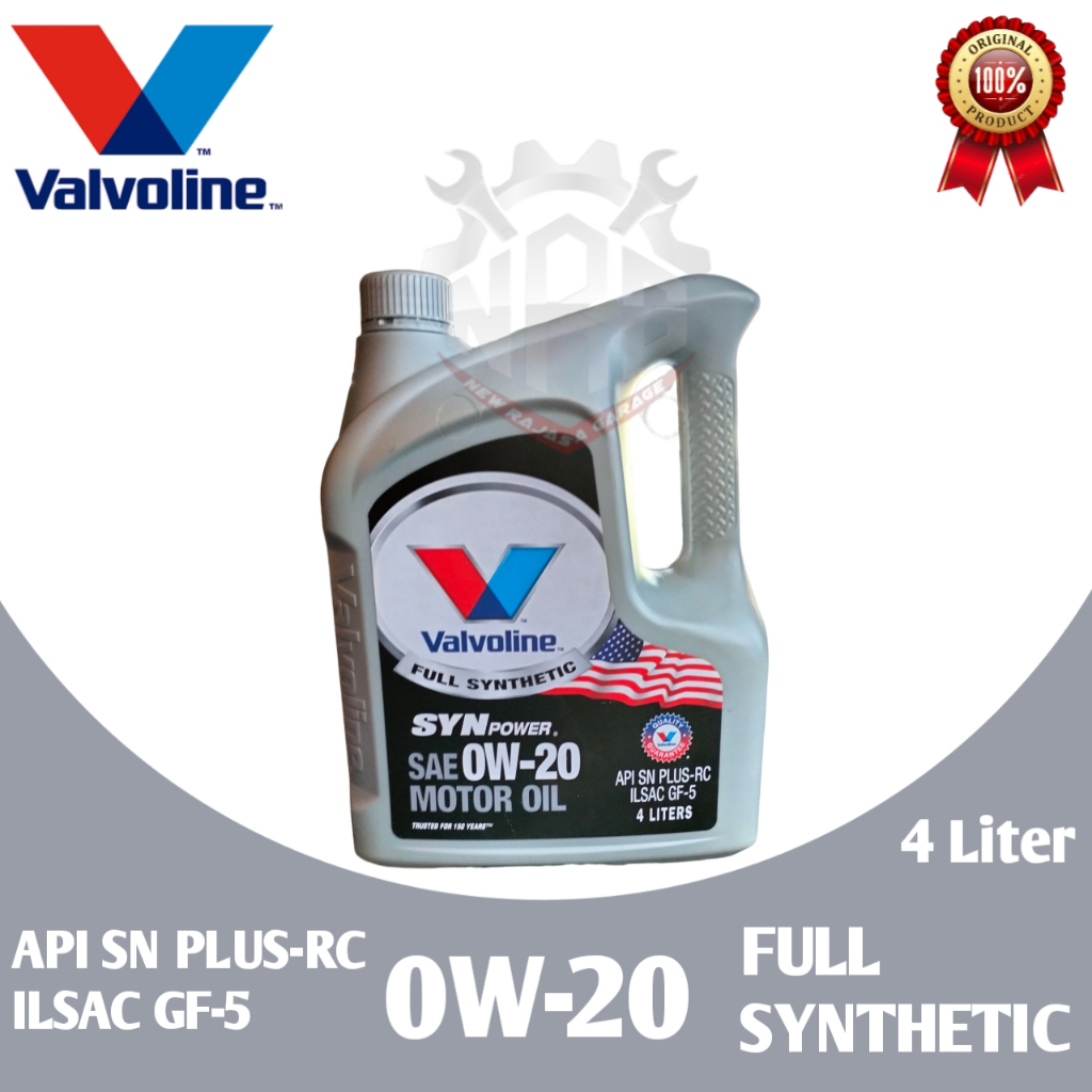 Jual VALVOLINE SYNPOWER FULL SYNTHETIC SAE 0W-20 4L | Shopee Indonesia