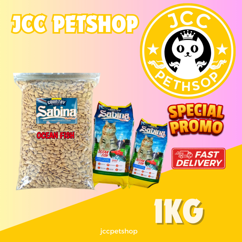 Jual SABINA CAT FOOD OCEAN FISH 1kg repack | Shopee Indonesia
