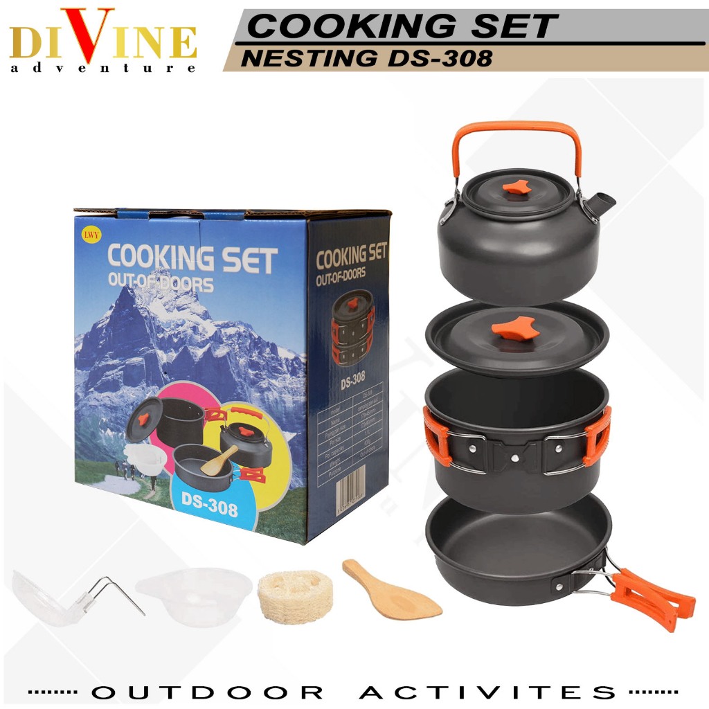 Jual cooking set ds 308 nesting set lengkap includ teko mini portable ...