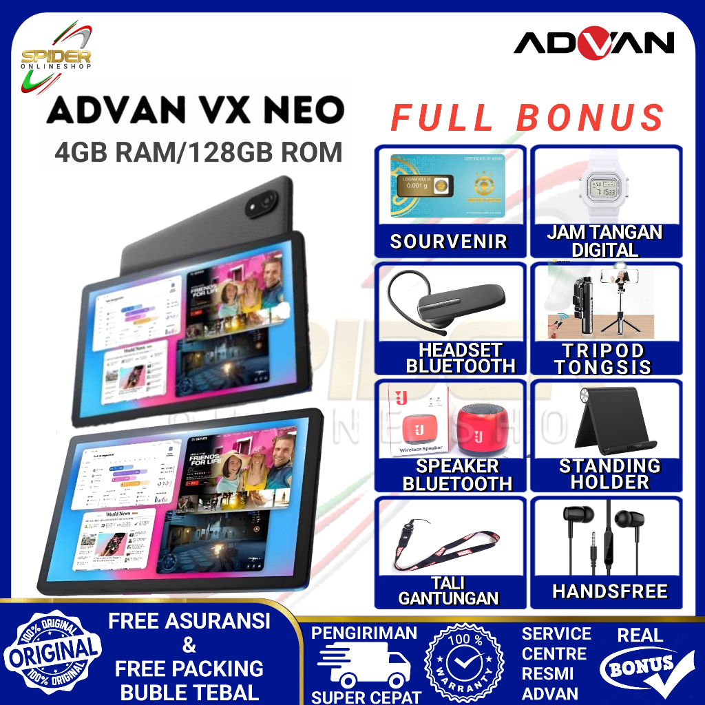 Jual ADVAN TAB VX NEO | TABLET ADVAN | RAM 4GB ROM 128GB GARANSI RESMI INDONESIA | Shopee Indonesia