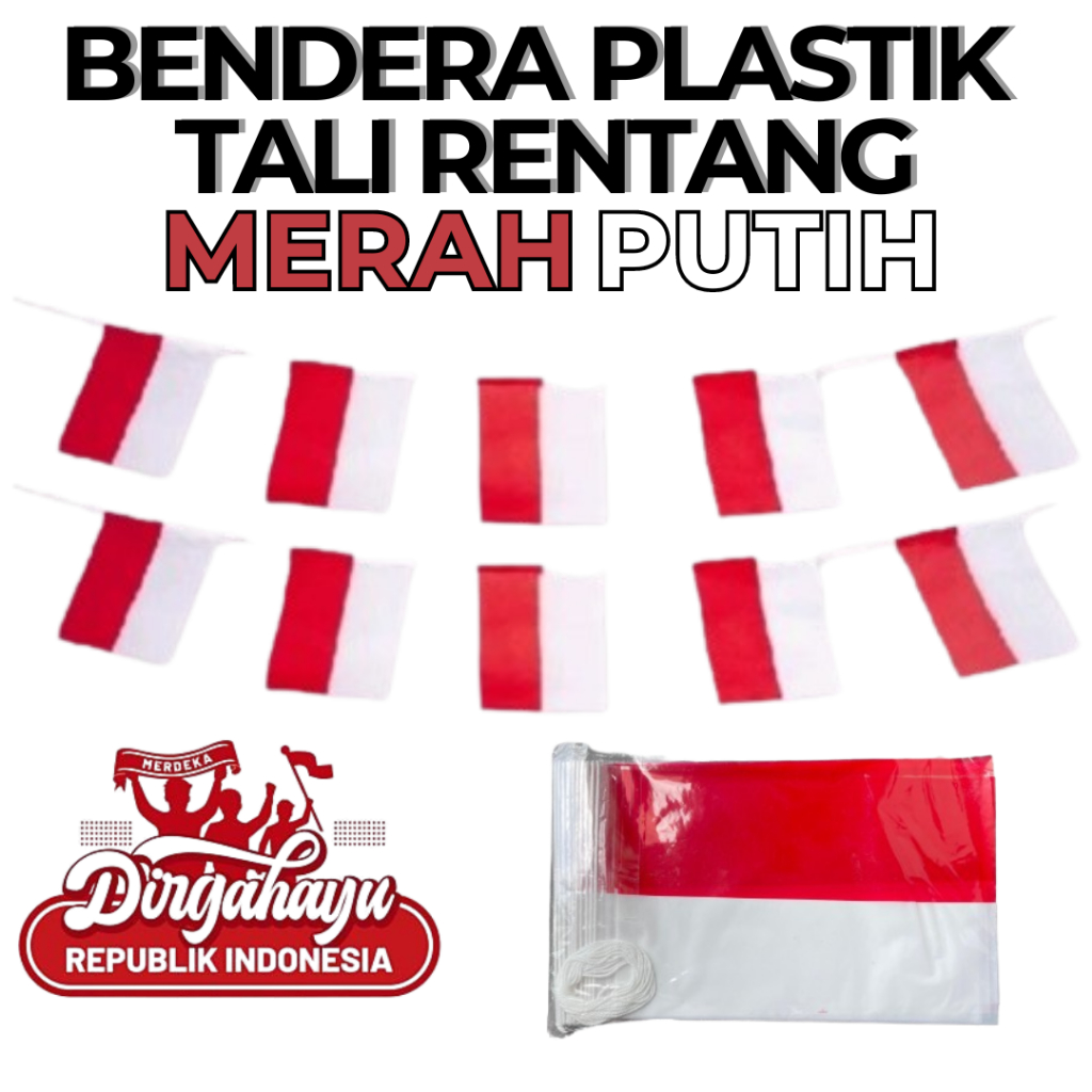 Jual BENDERA MERAH PUTIH TALI RENTENG PANJANG 5 METER ISI 20 BENDERA 17 ...