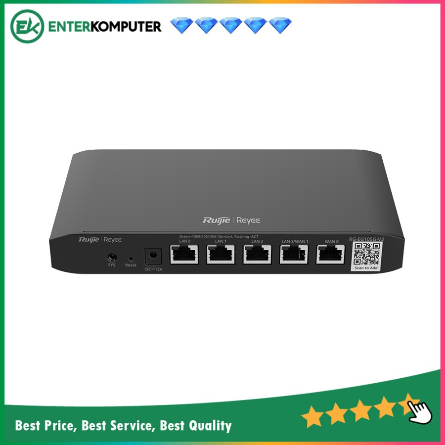 Jual Ruijie RG-EG105G V3 5-Port Gigabit 600Mbps Reyee Cloud Managed Router | Shopee Indonesia