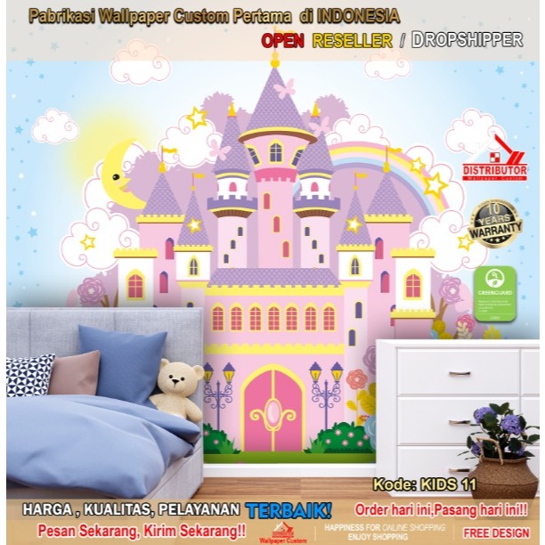 Jual Wallpaper Dinding Custom 3D Animasi Anak | Animasi Kerajaan ...