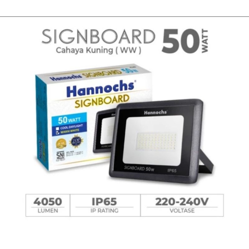 Jual Hannochs Lampu Sorot LED Floodlight Signboard 50W Cahaya Kuning ...