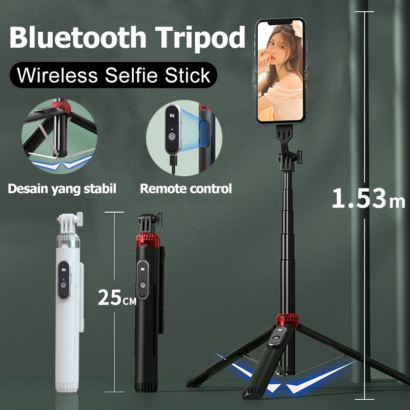 Jual Tripod Bluetooth 1.53M Bluetooth Selfie Stick Remote Tripod ...