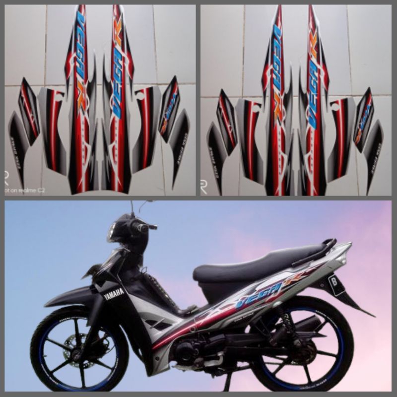 Jual striping stiker yamaha vega r 2007 silver hitam full set | Shopee ...
