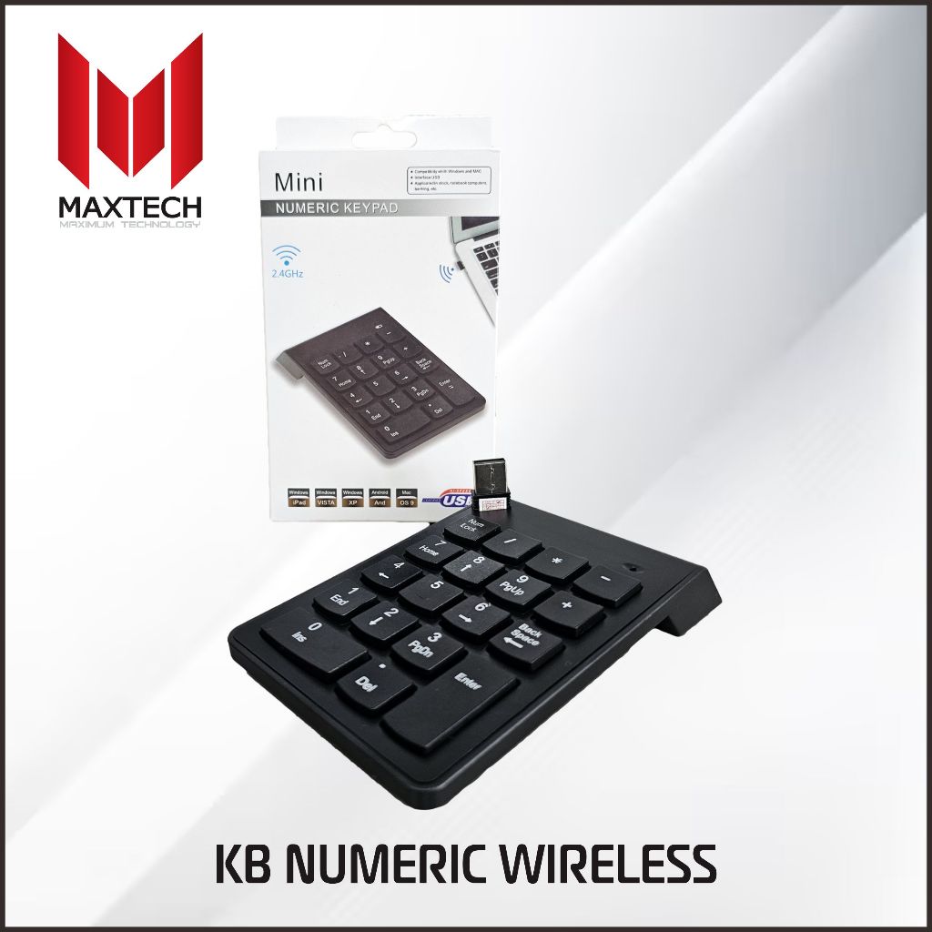 Jual Wireless Keypad Numeric 2.4Ghz Numpad Portable 10 Meter Plug n ...
