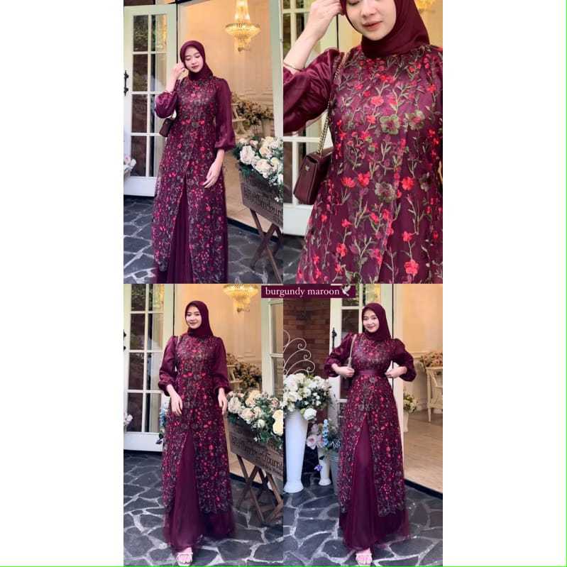 Jual Gamis Brokat Kondangan Wanita Terbaru Dress Fia Material Brokat Premium Mix Tulle Aplikasi ...