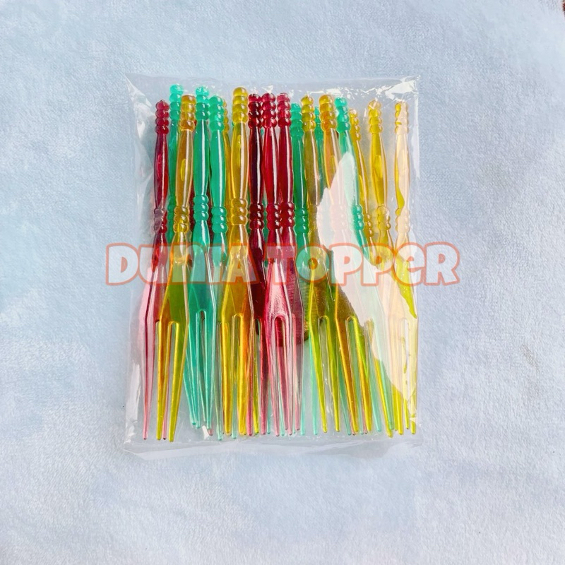 Jual Garpu Kue Kecil Plastik Garpu Buah Warna Warni Rainbow isi 24 pcs ...