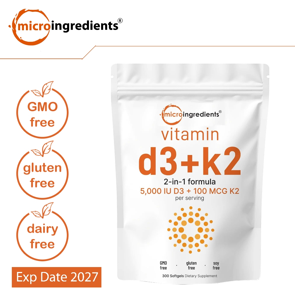 Jual Flashsale Micro Ingredients Vitamin D3 K2 300 Softgels 5000IU ...