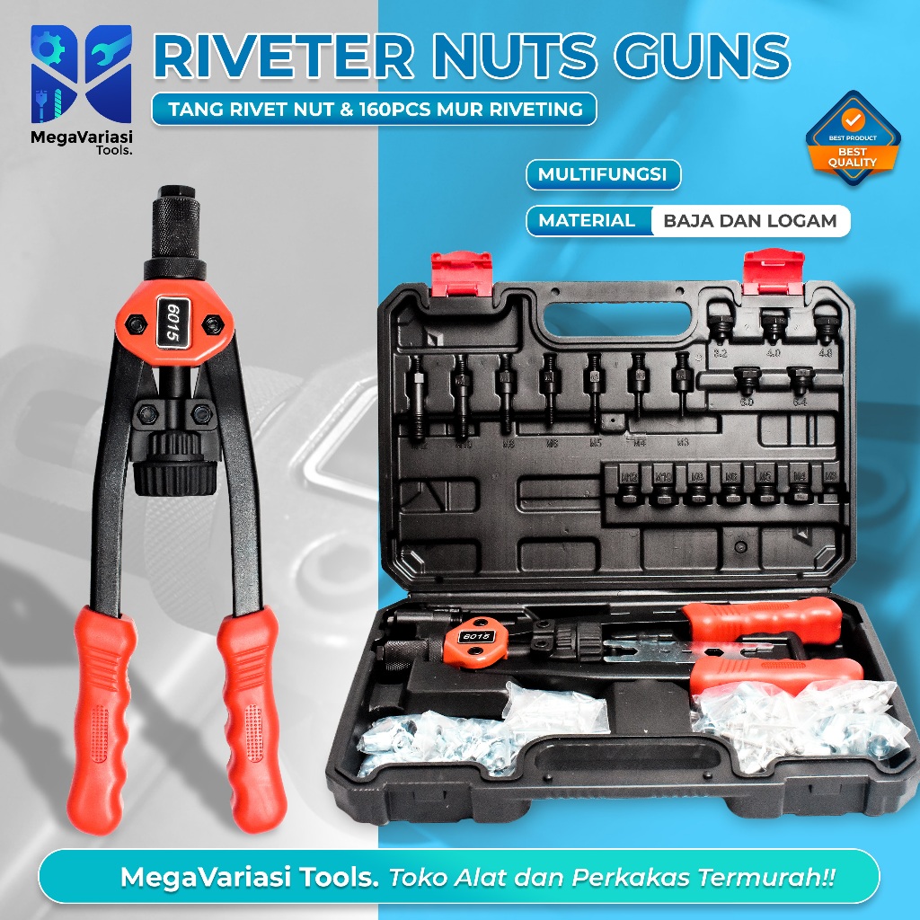 Jual Riveter Nuts Guns With Nut Isi 160pcs Hand Threaded Riveter Nuts ...