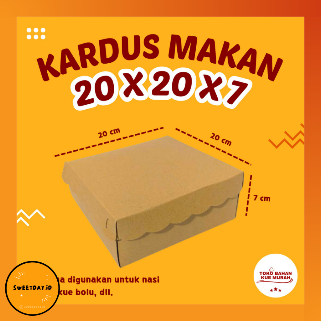 Jual Dus 20 x 20 x 7 cm | Dus R10K | Kardus Makan | tokobahankuemurah ...
